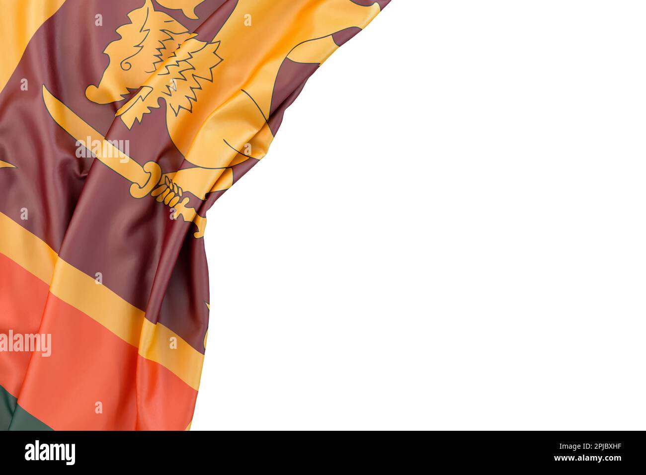 Flag of Sri Lanka in the corner on white background. 3D Rendering Stock ...