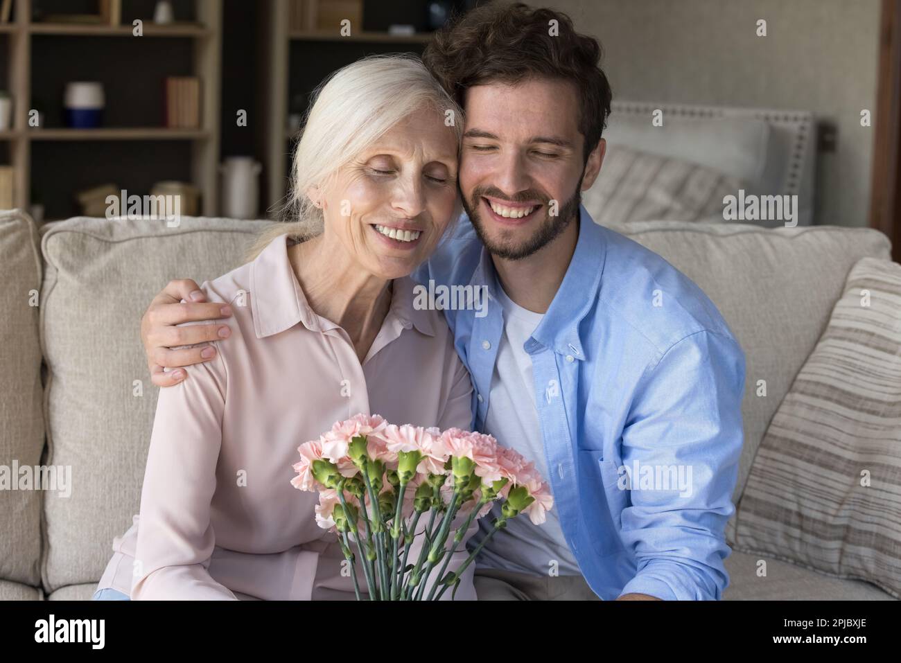 Mother son congratulating happy hi-res stock photography and images - Alamy