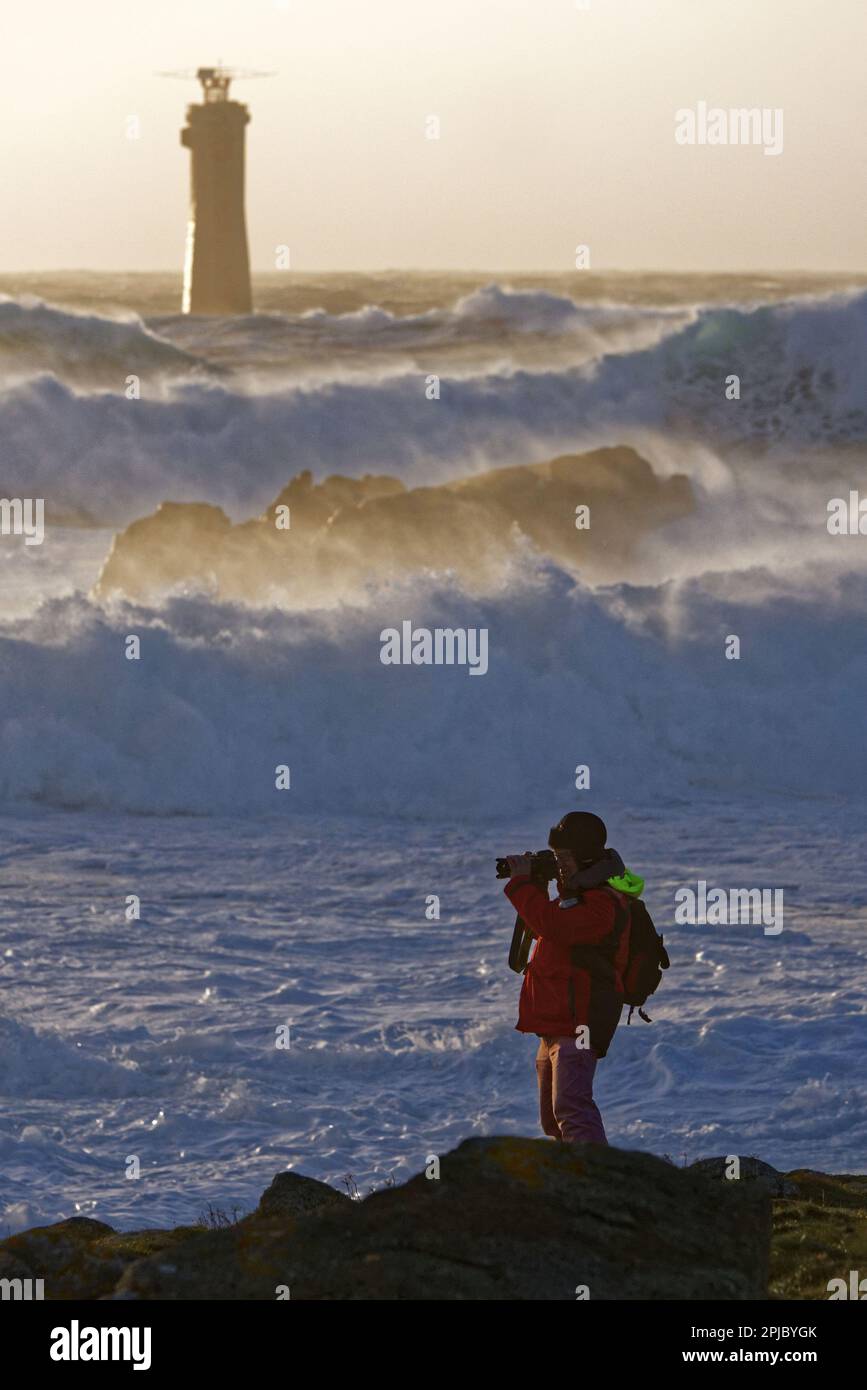 FRANCE. OUESSANT ISLAND, NEAR THE NIDIVIC LIGHTHOUSE, THE "CARMEN ...