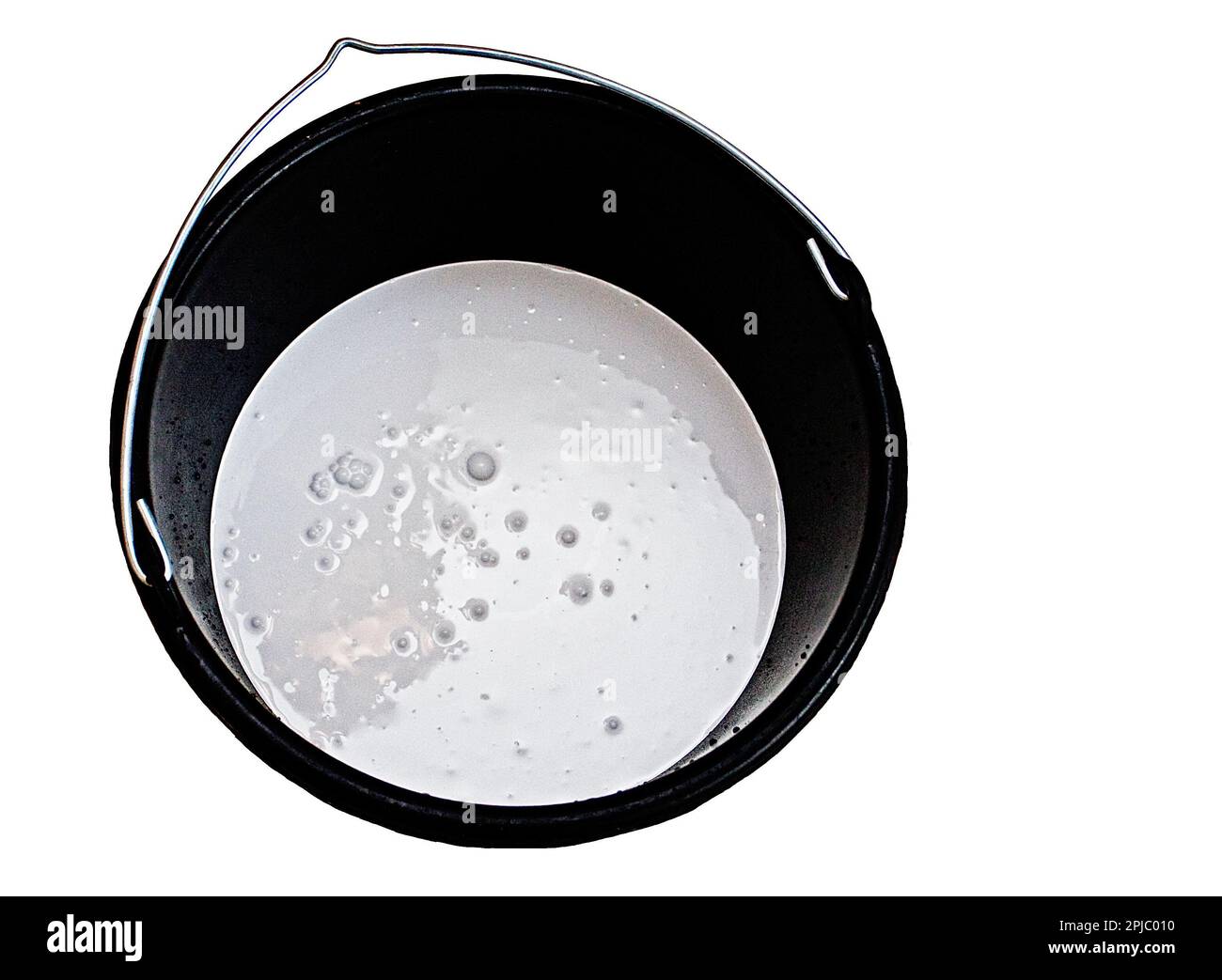 bucket of gray paint on white background Stock Photo - Alamy