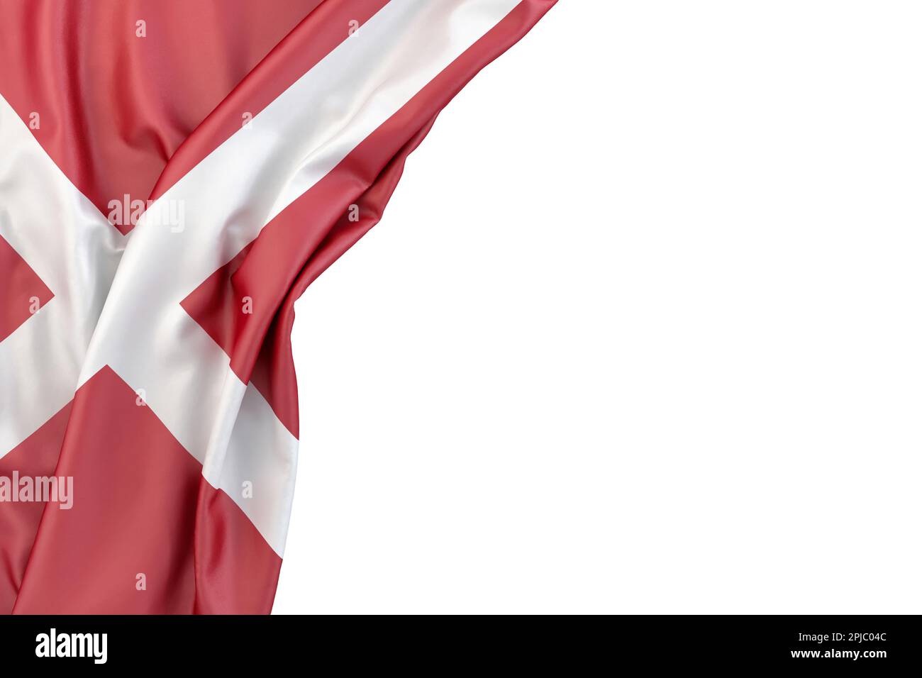 Flag of Denmark in the corner on white background. Isolated. 3D ...