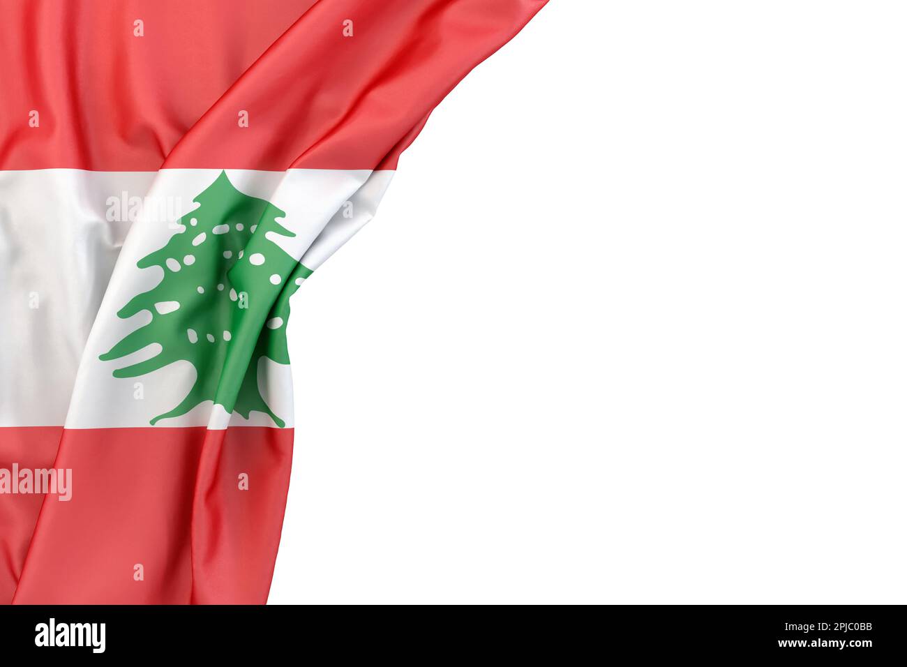 Flag of Lebanon in the corner on white background. Isolated. 3D ...