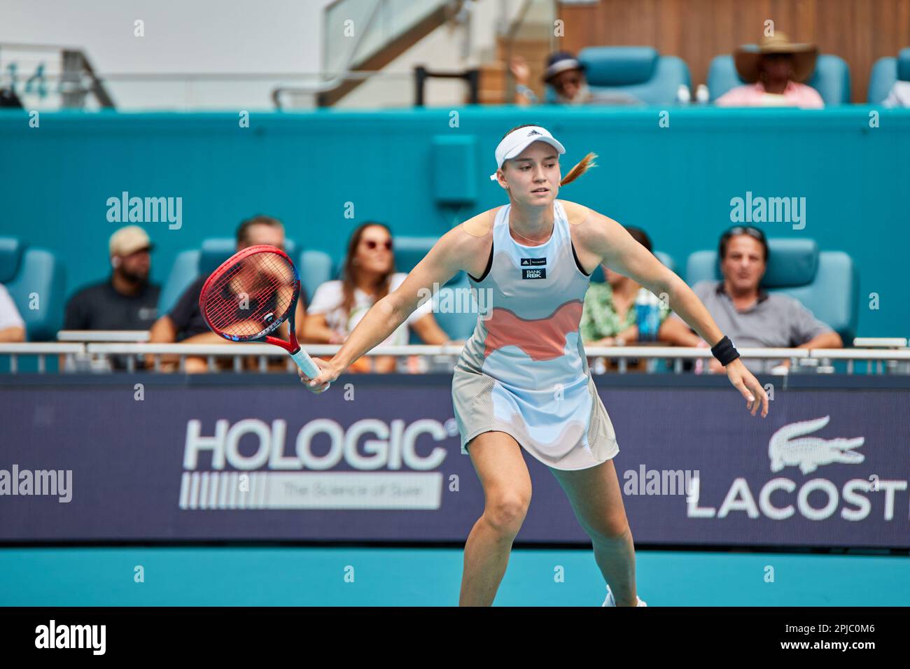 Miami Gardens, FL, USA. 1st April 2023. [WTA] [10] E. Rybakina (KAZ) vs [15] P. Kvitova (CZE ...