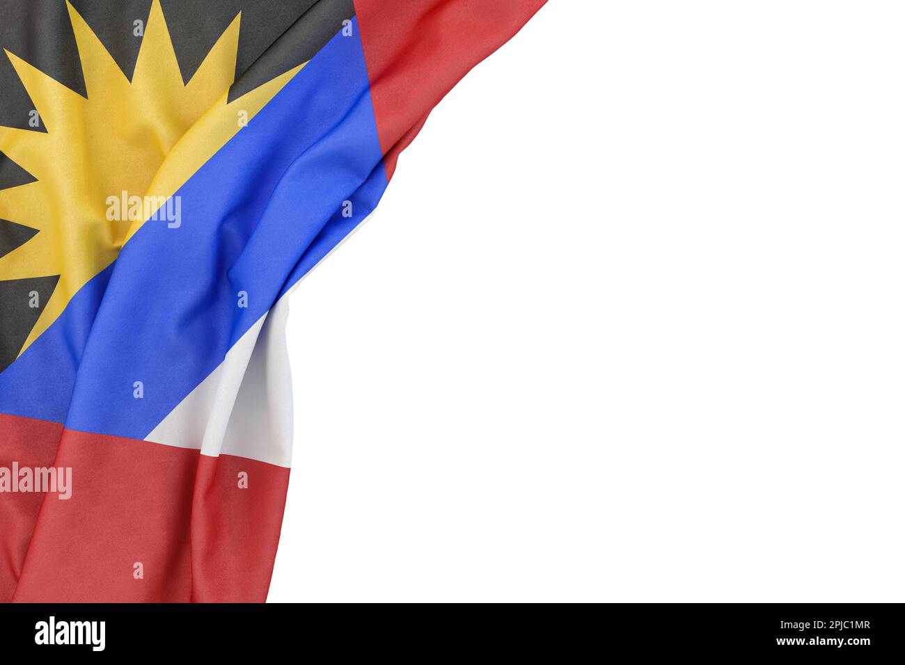 Flag of Antigua and Barbuda in the corner on white background. 3D ...