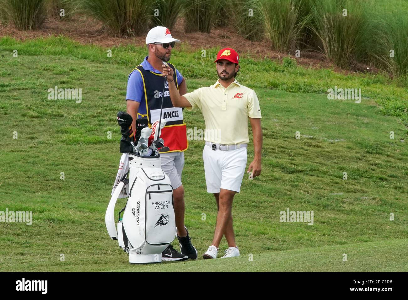 Orlando, Florida, USA. 31st Mar, 2023. Abraham Ancer (R) of the ...