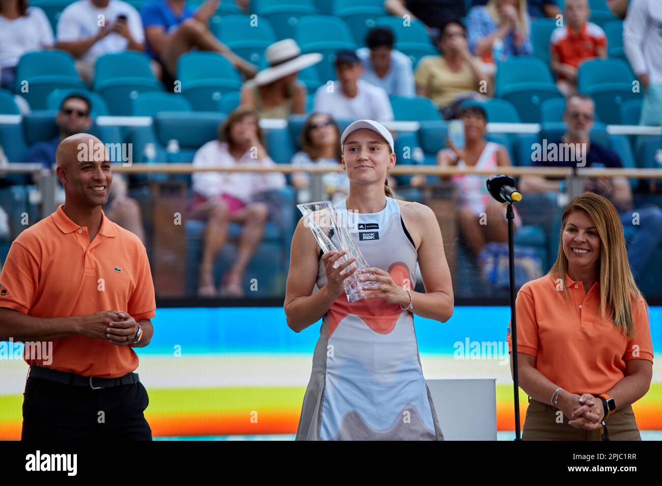 Miami Gardens, FL, USA. 1st April 2023. [WTA] [10] E. Rybakina (KAZ) vs [15] P. Kvitova (CZE ...