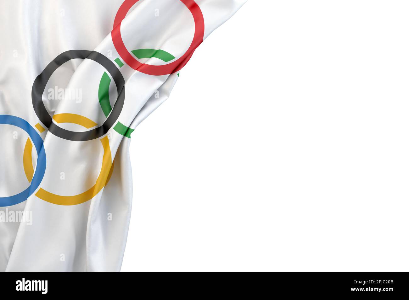 Olympics flag in the corner on white background. 3D rendering. Isolated ...