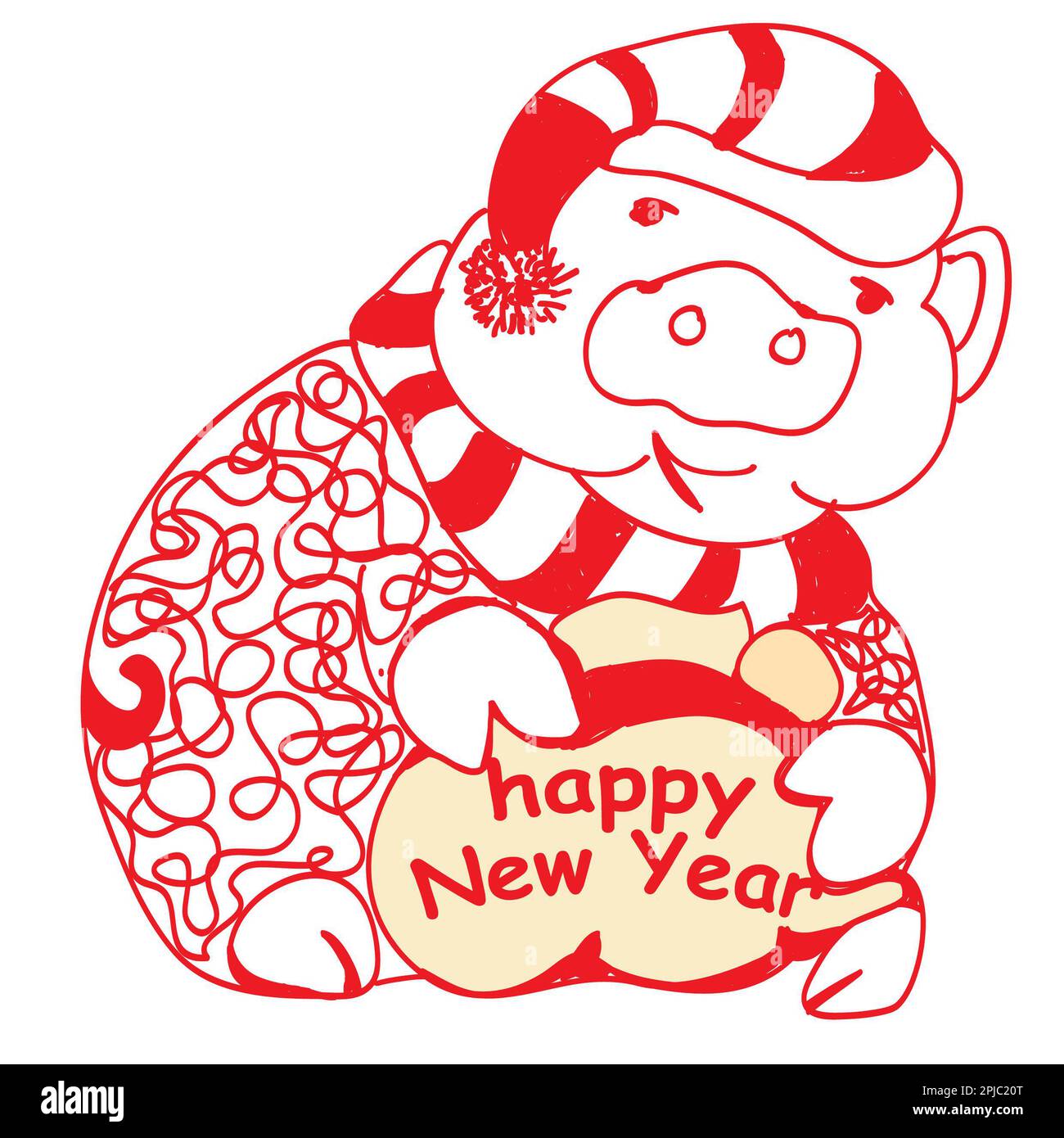 red pig with a yellow bag Stock Photo - Alamy