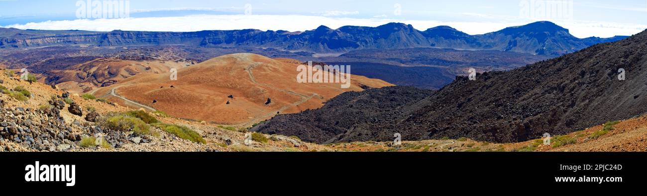 obsidian mountain of the Teide volcano in the afternoon on the island ...