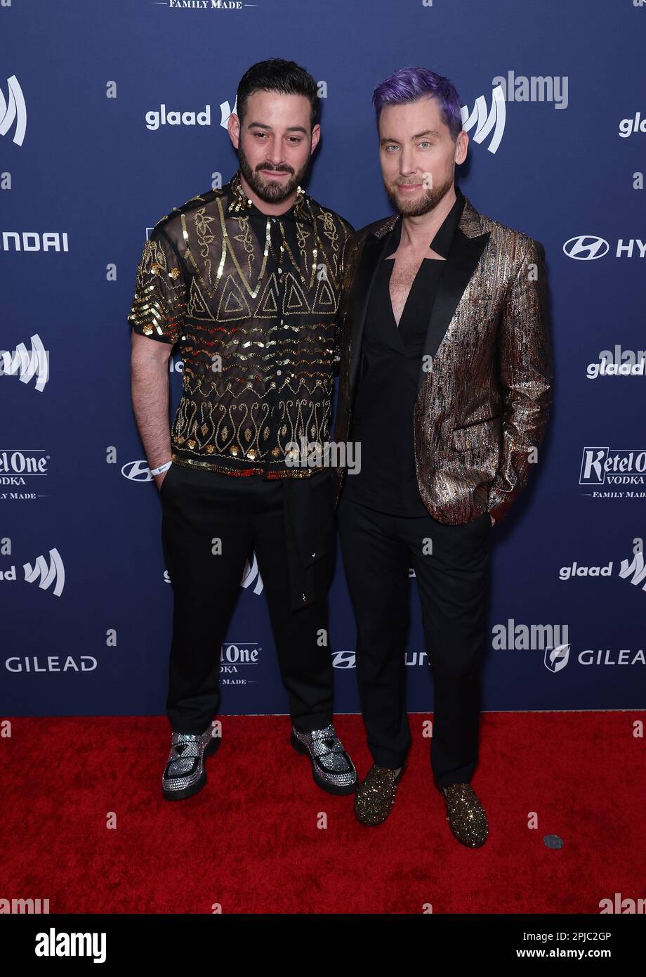 Michael Turchin and Lance Bass attend the 34th annual GLAAD Media ...