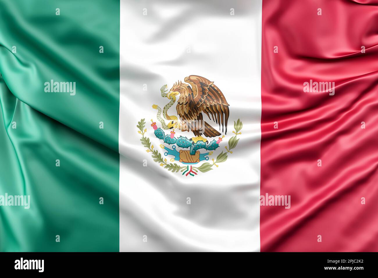 Ruffled Flag of Mexico. 3D Rendering Stock Photo - Alamy