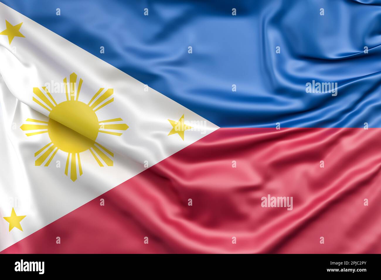 Ruffled Flag of Philippines. 3D Rendering Stock Photo - Alamy