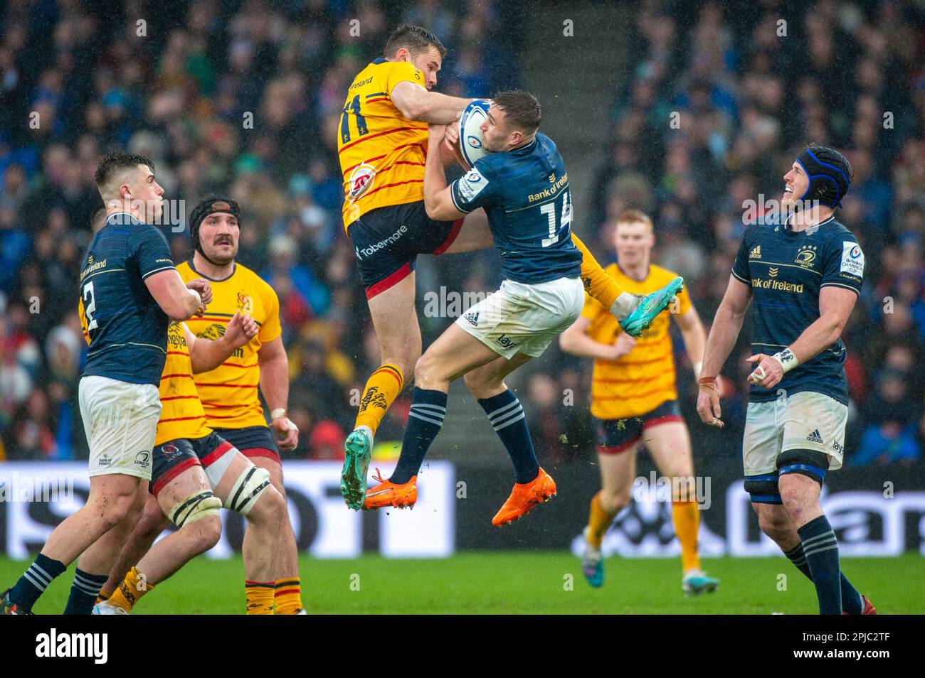 Dublin, Ireland. 01st Apr, 2023. Jacob Stockdale of Ulster and Jordan ...