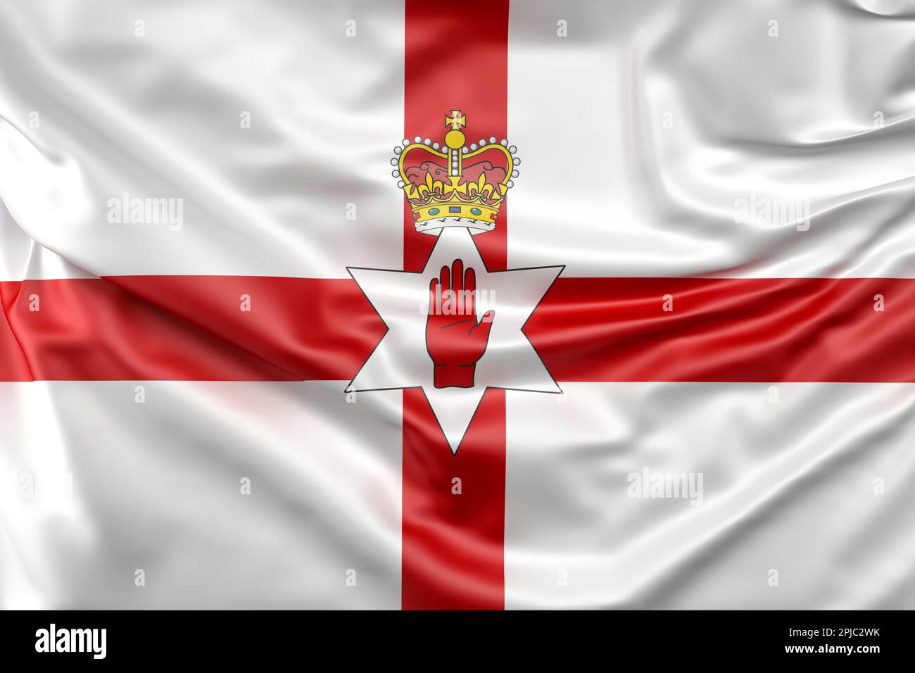 Ruffled Flag of Northern Ireland. 3D Rendering Stock Photo - Alamy