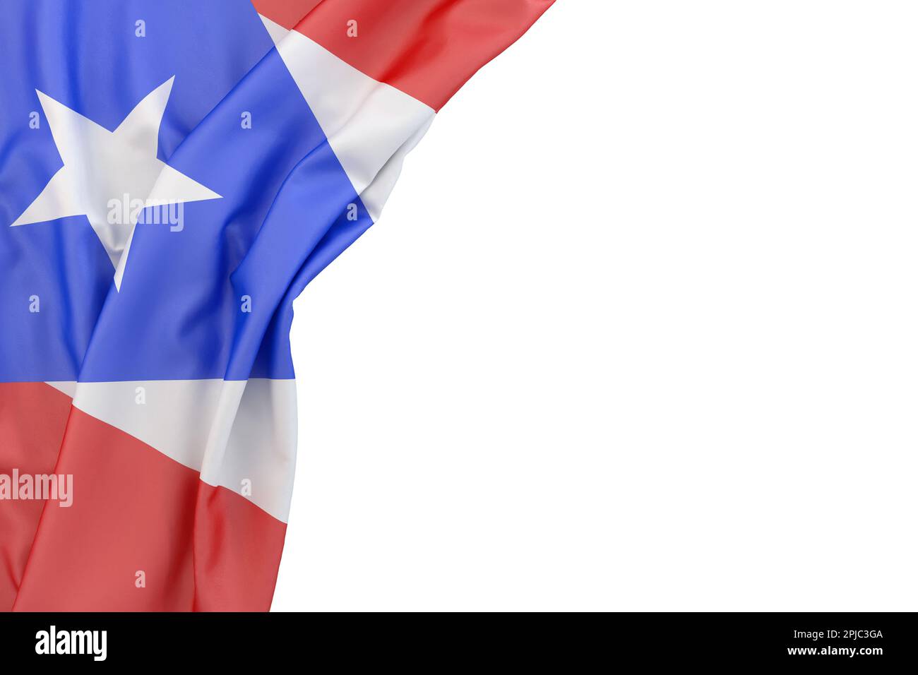 Flag of Puerto Rico in the corner on white background. Isolated. 3D ...