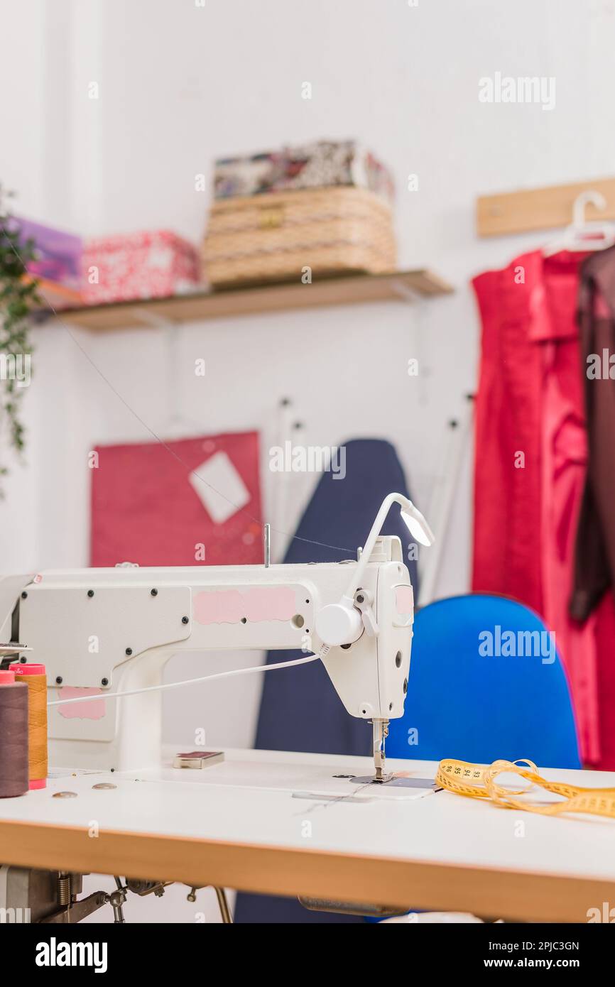 Sewing textile industry workplace atelier for hand made craft. Sewing ...