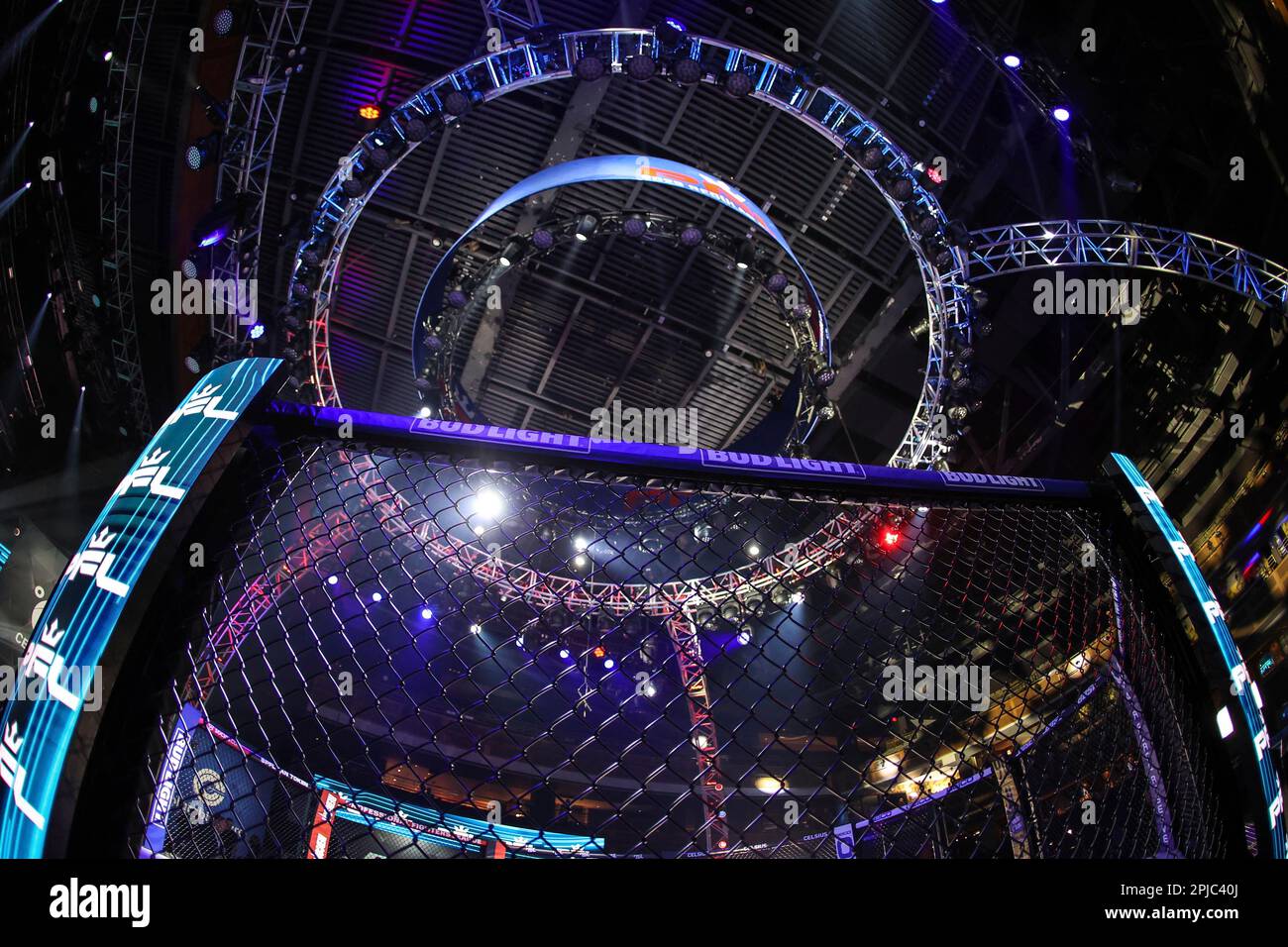 April 1, 2023: A photo of the lighting above the PFL smart cage prior ...