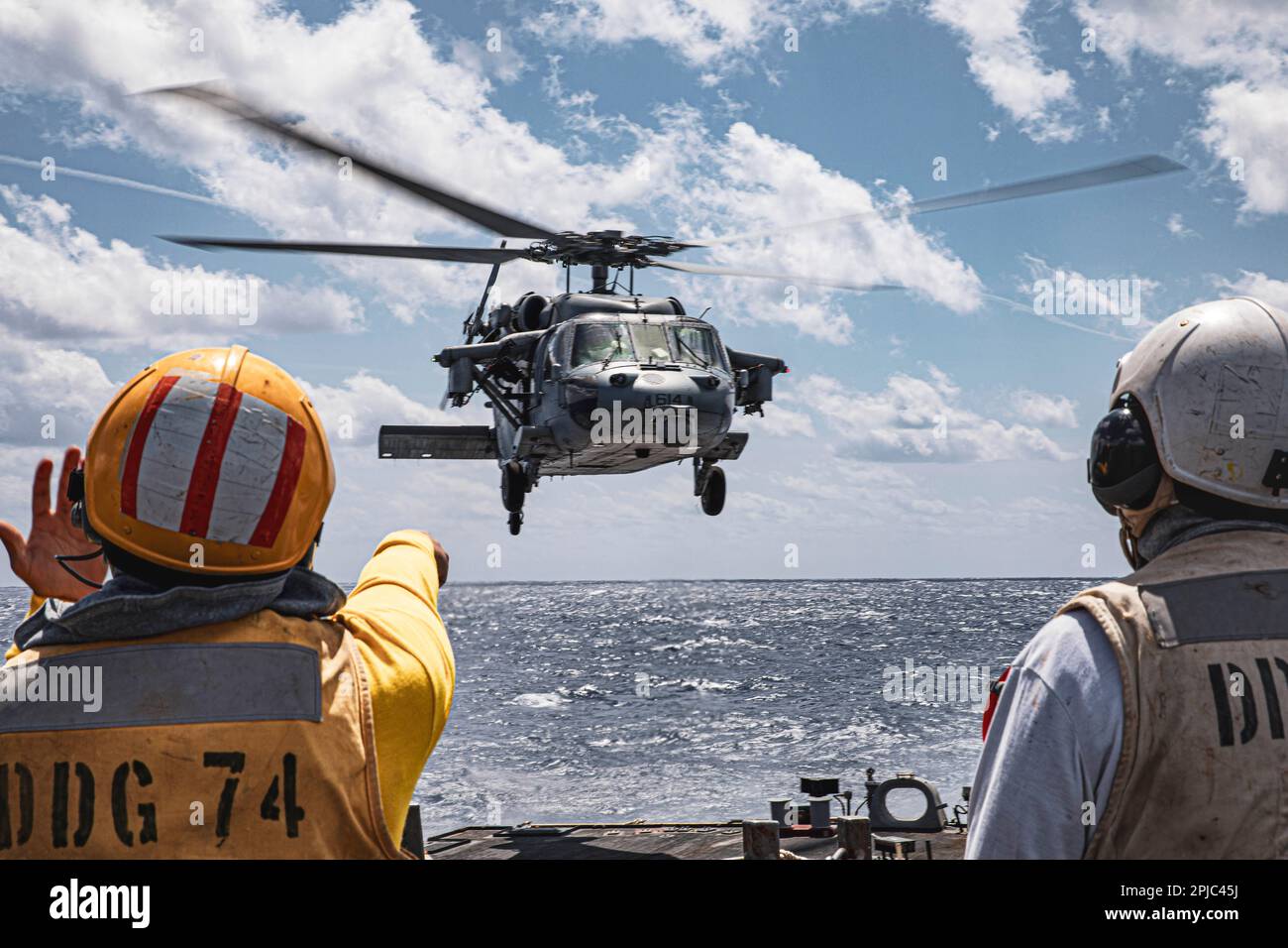 ATLANTIC OCEAN (March 29, 2023) An MH-60S Sea Hawk helicopter assigned ...
