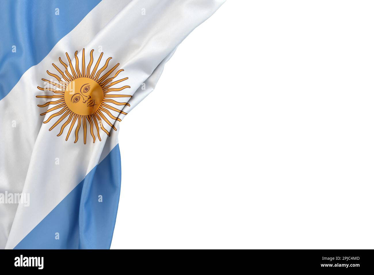 Flag of Argentina in the corner on white background. Isolated. 3D ...