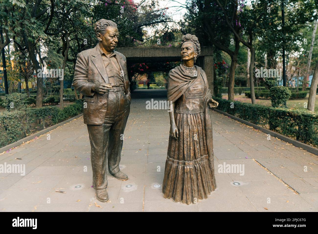 Mexico City -feb 2023: Frida Kahlo and Diego Rivera statues inside ...