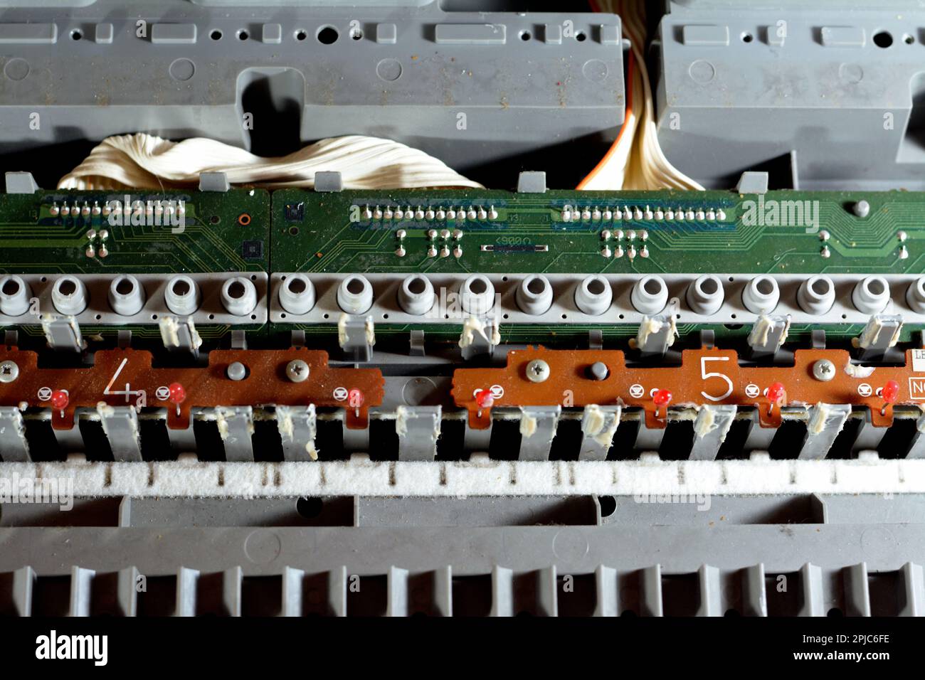 Cairo, Egypt, April 1 2023: Broken electronic musical keyboard, cracked ...