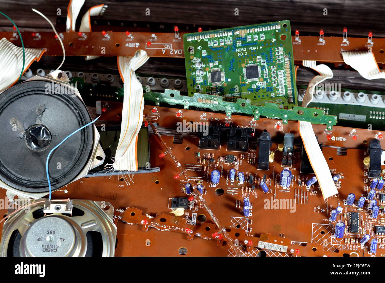 Cairo, Egypt, April 1 2023: Broken electronic musical keyboard, cracked ... Cairo, Egypt, April 1 2023: Broken electronic musical keyboard, cracked ...