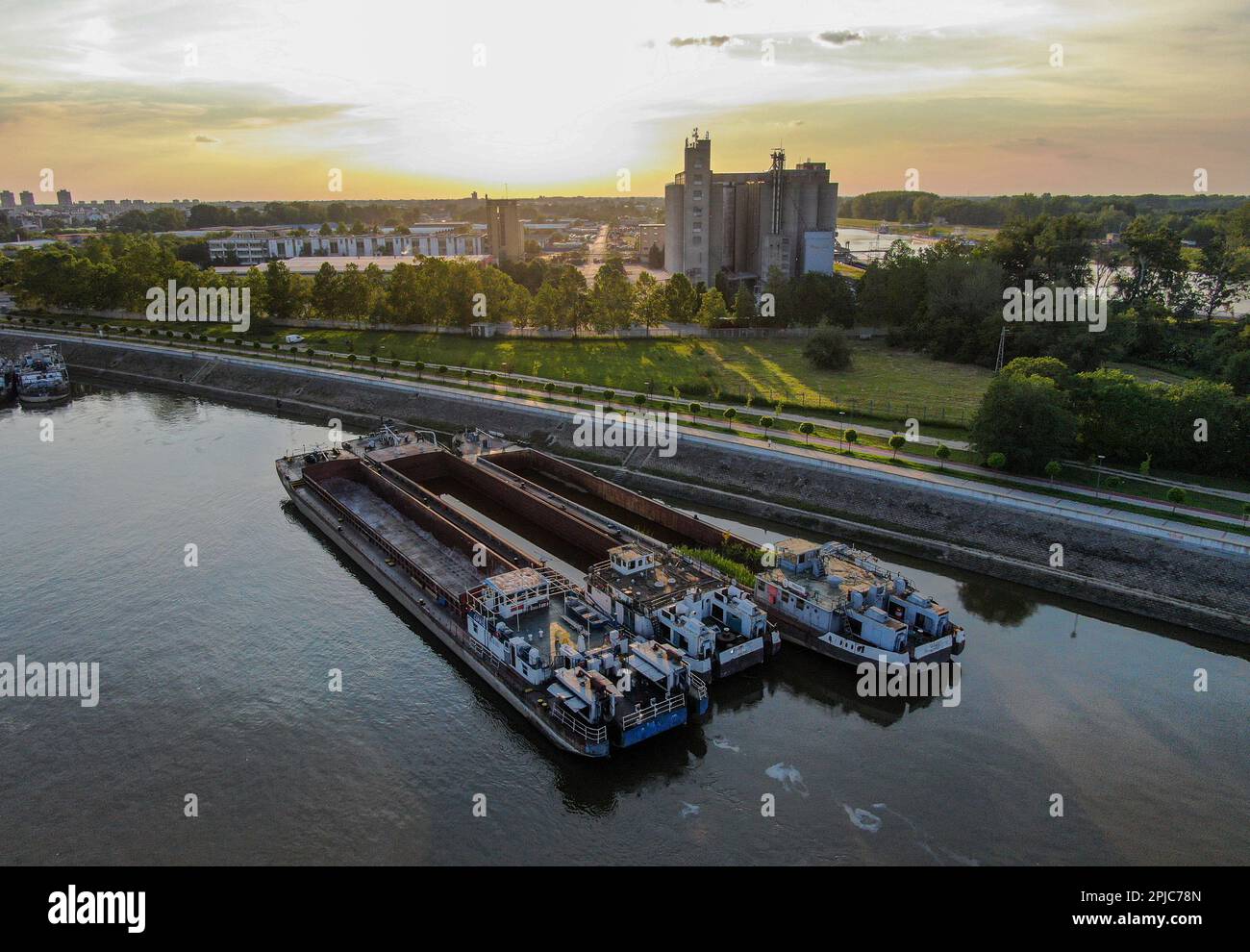 Danube with cargo ships hi-res stock photography and images - Alamy