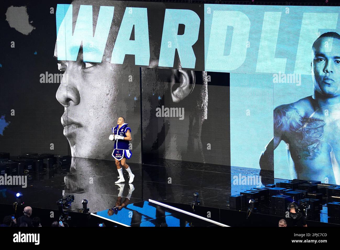 Fabio Wardley makes his way to the ring ahead of the vacant WBA ...