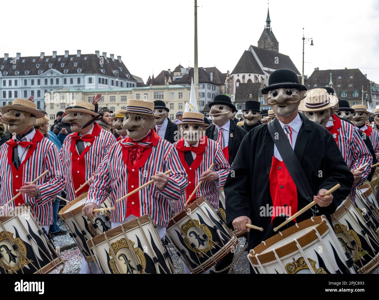 French theme band at the Basel Switzerland Carnival or Fasnacht parade ...