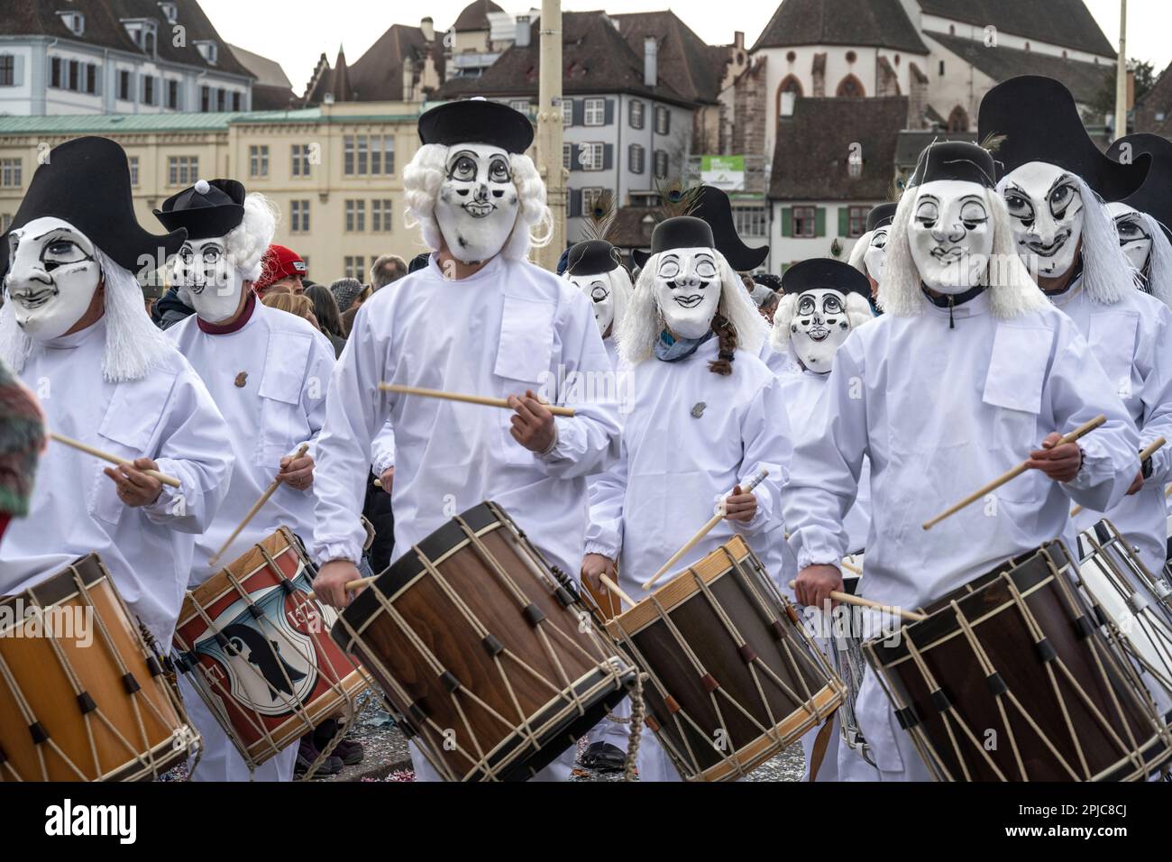 Basel Switzerland Carnival or Fasnacht parade showing drumers Stock ...