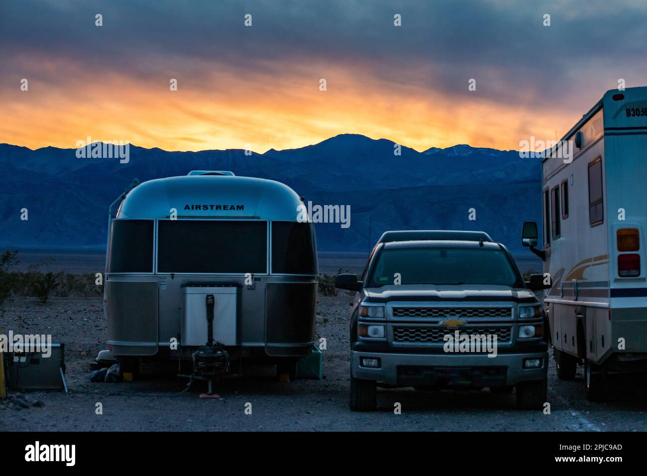 Death Valley CA USA Feb 16, 2023 Sunset at the Stovepipe Wells Village ...
