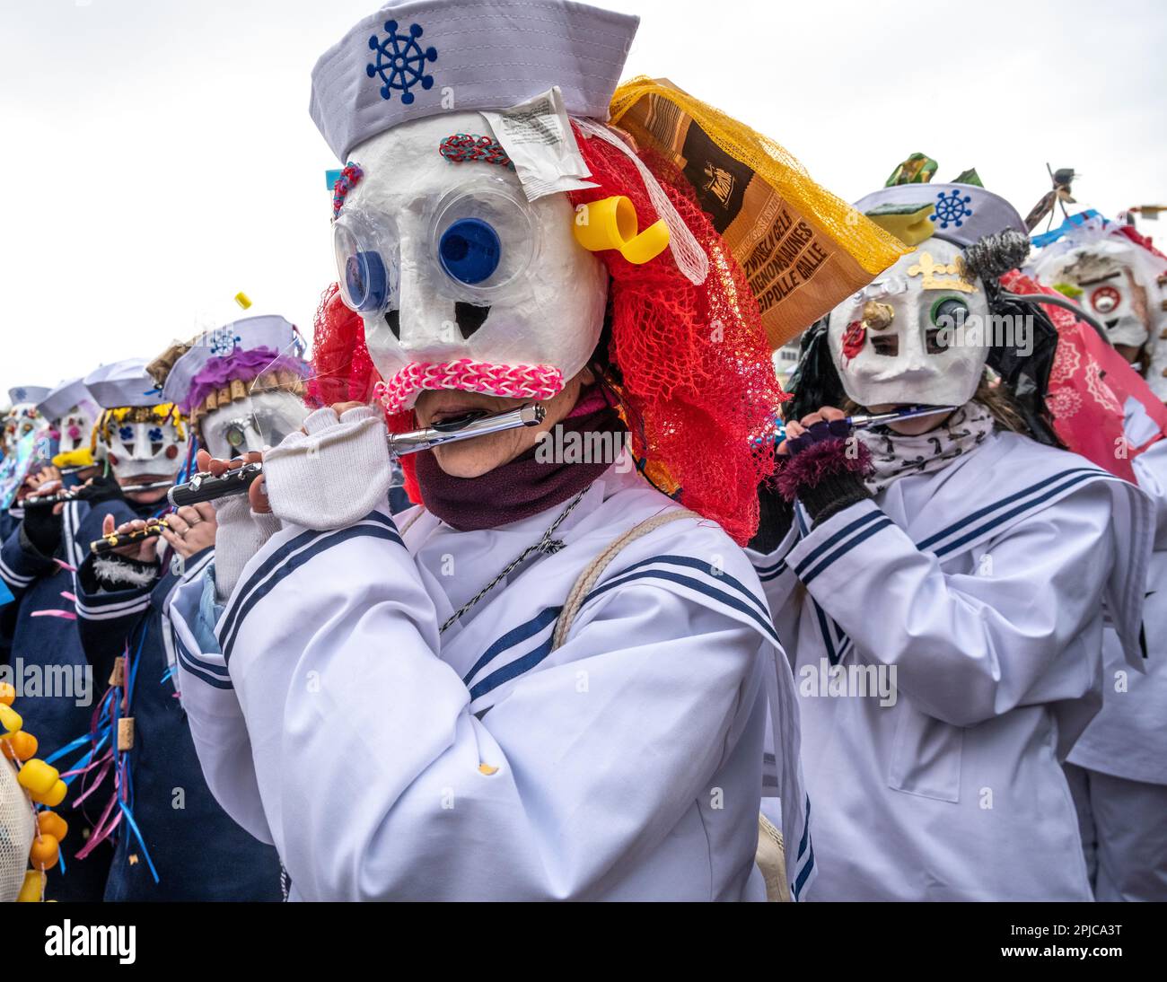 piccolo sailors at the Basel Switzerland Carnival or Fasnacht parade ...