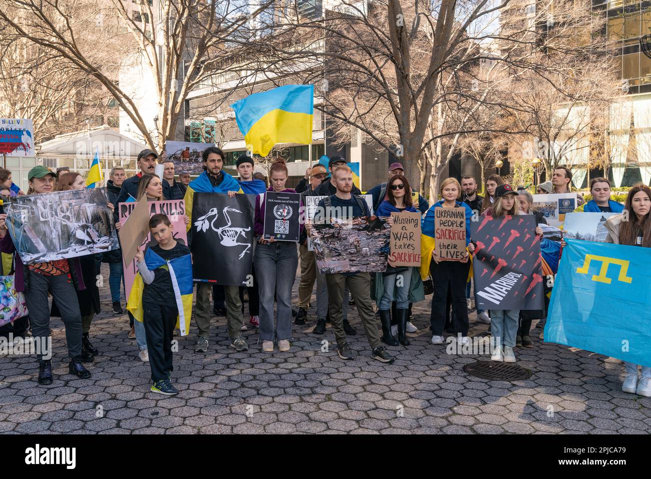 Activists gathered on Times Square and marched to Dag Hammarskjold ...