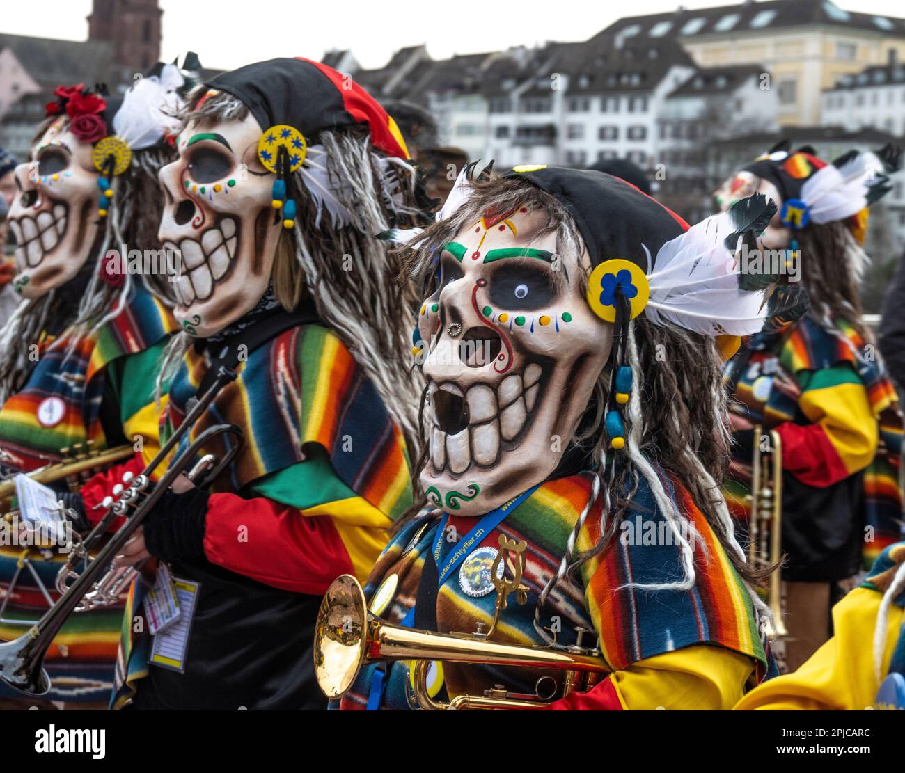 Mexico Day of the Dead masks at the Basel Switzerland Carnival or ...
