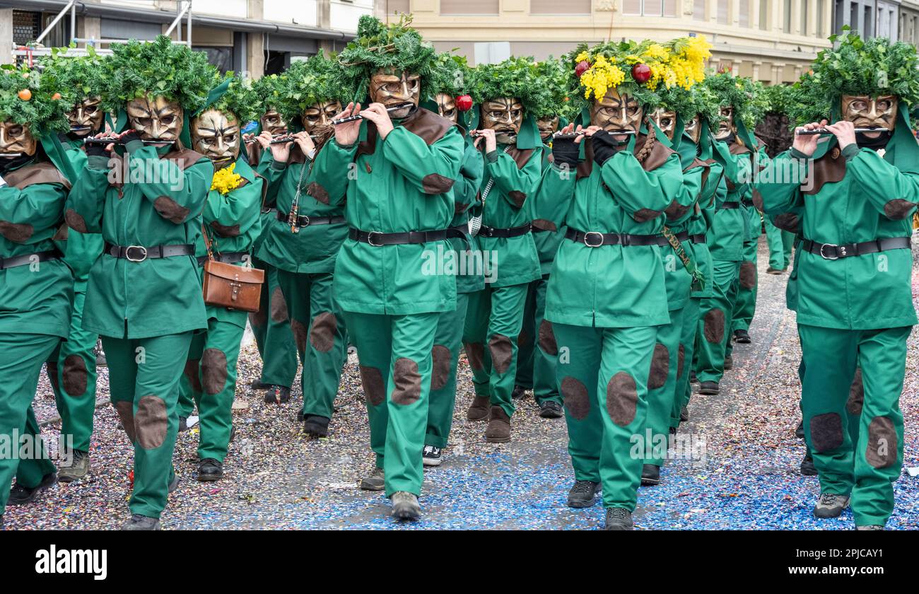 tree theme at the Basel Switzerland Carnival or Fasnacht parade Stock ...