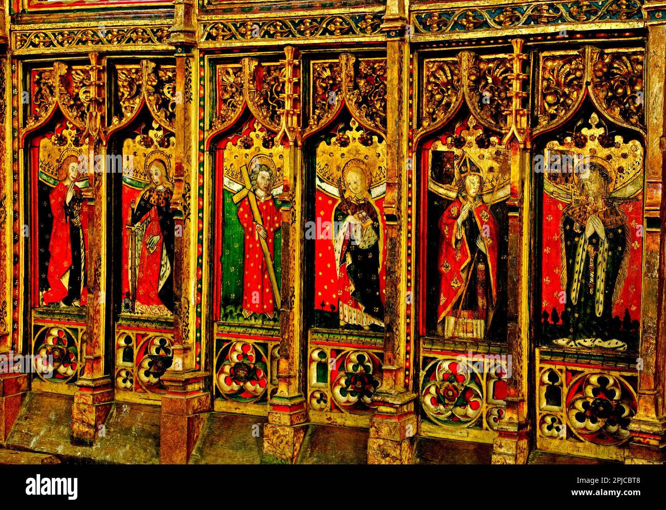 Eye, Suffolk, medieval rood screen, paintings, south panels, England ...