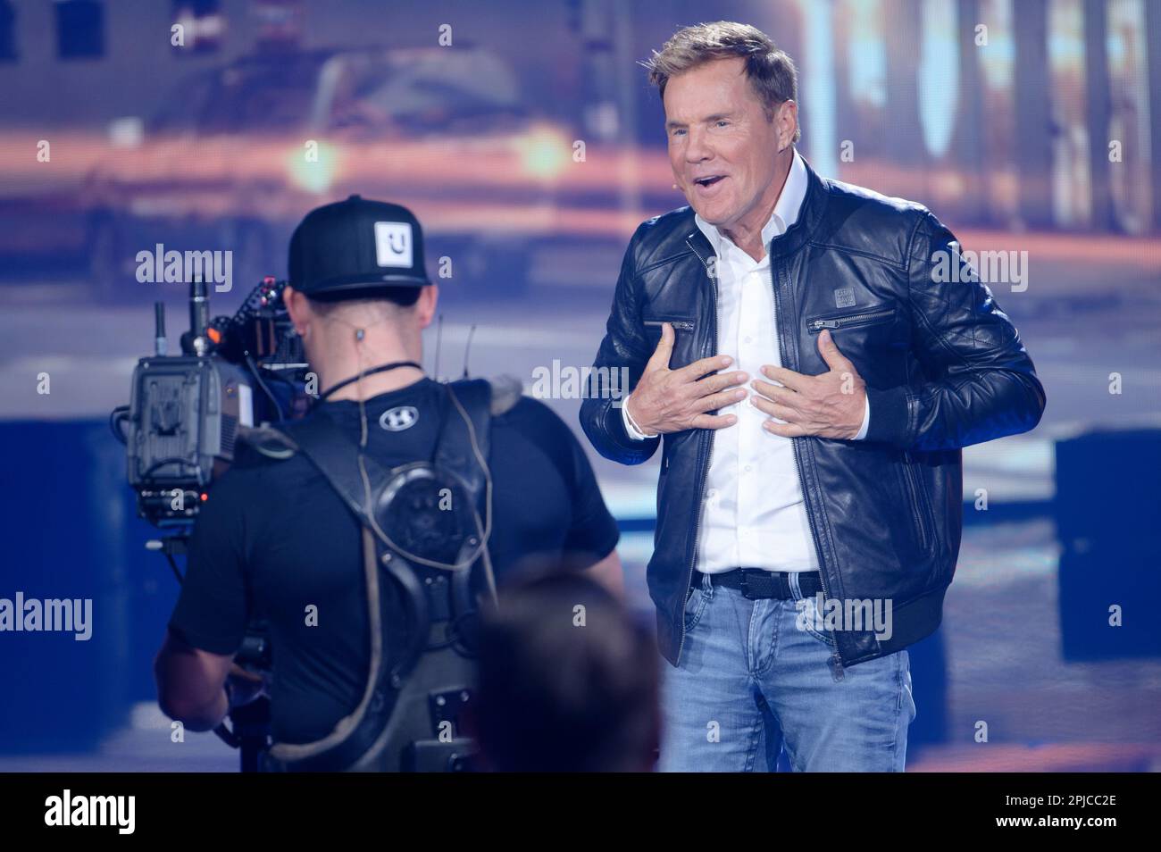 Cologne, Germany. 01st Apr, 2023. Juror Dieter Bohlen speaks during the ...