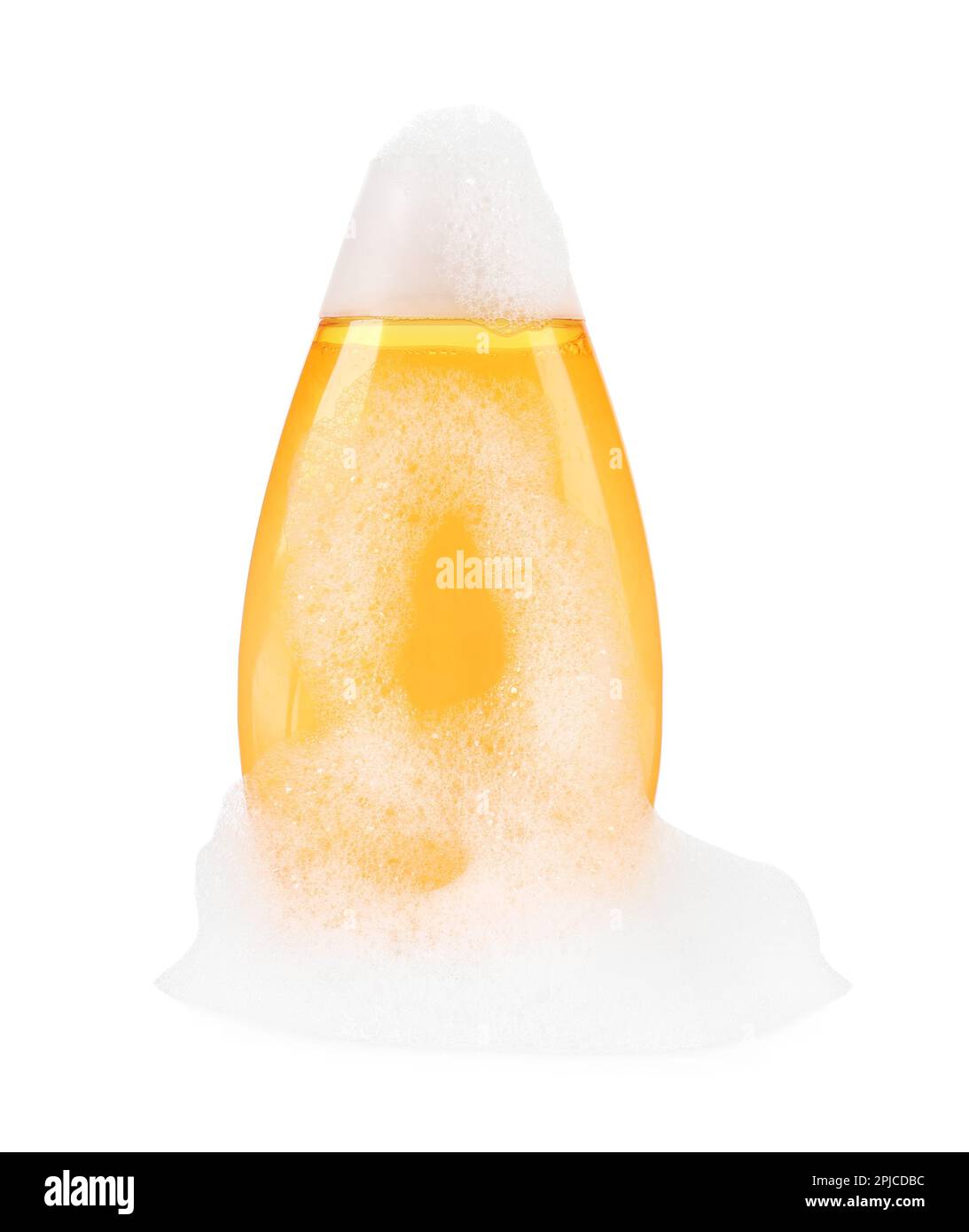 Bottle of bubble bath with foam isolated on white Stock Photo - Alamy