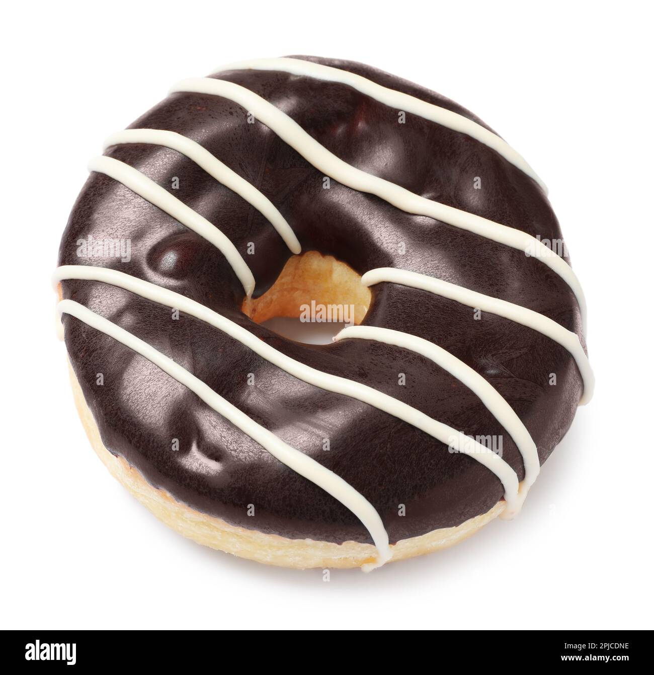 Sweet delicious glazed donut on white background, above view Stock ...
