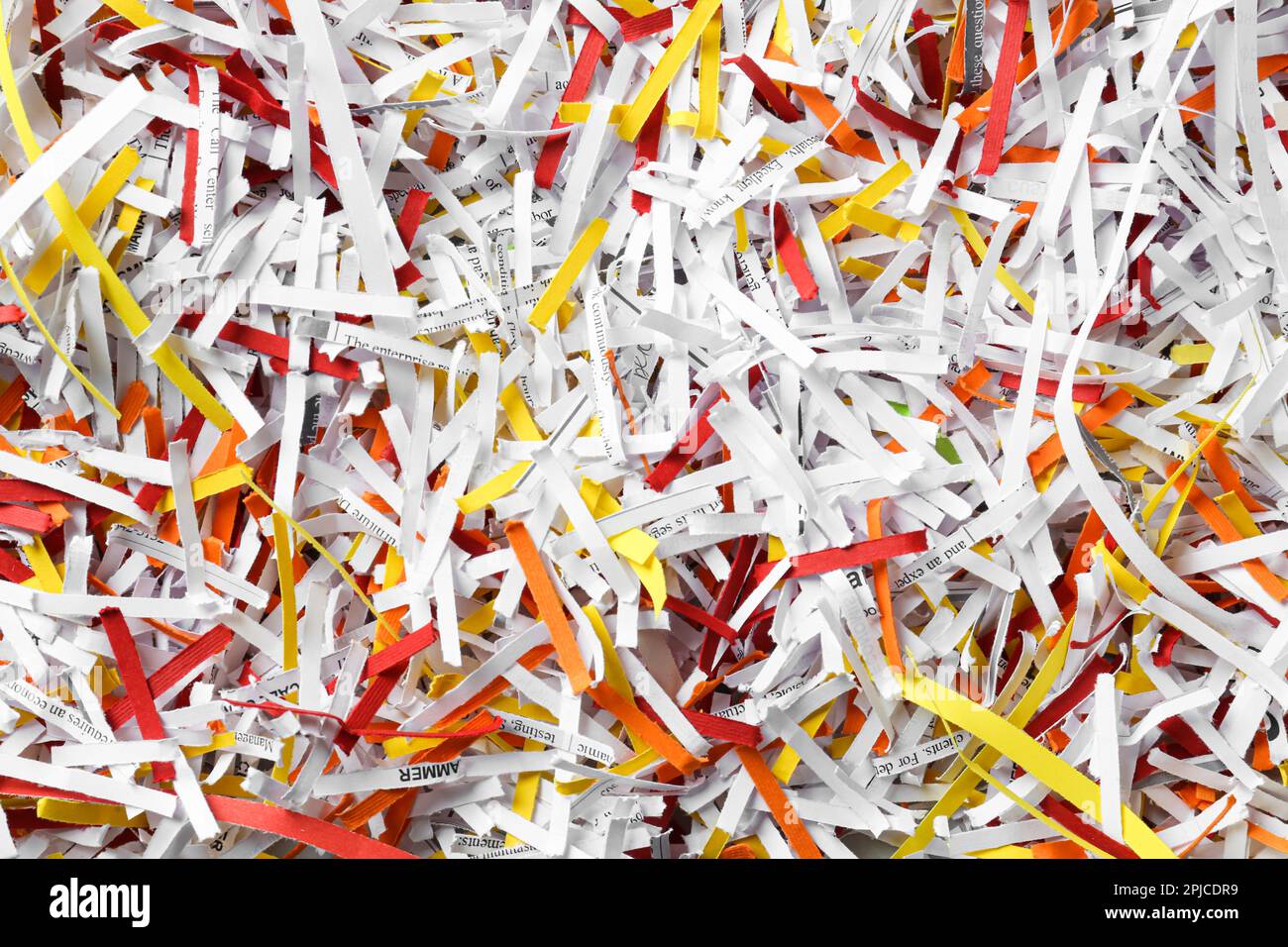 Heap of shredded colorful paper strips as background, top view Stock ...
