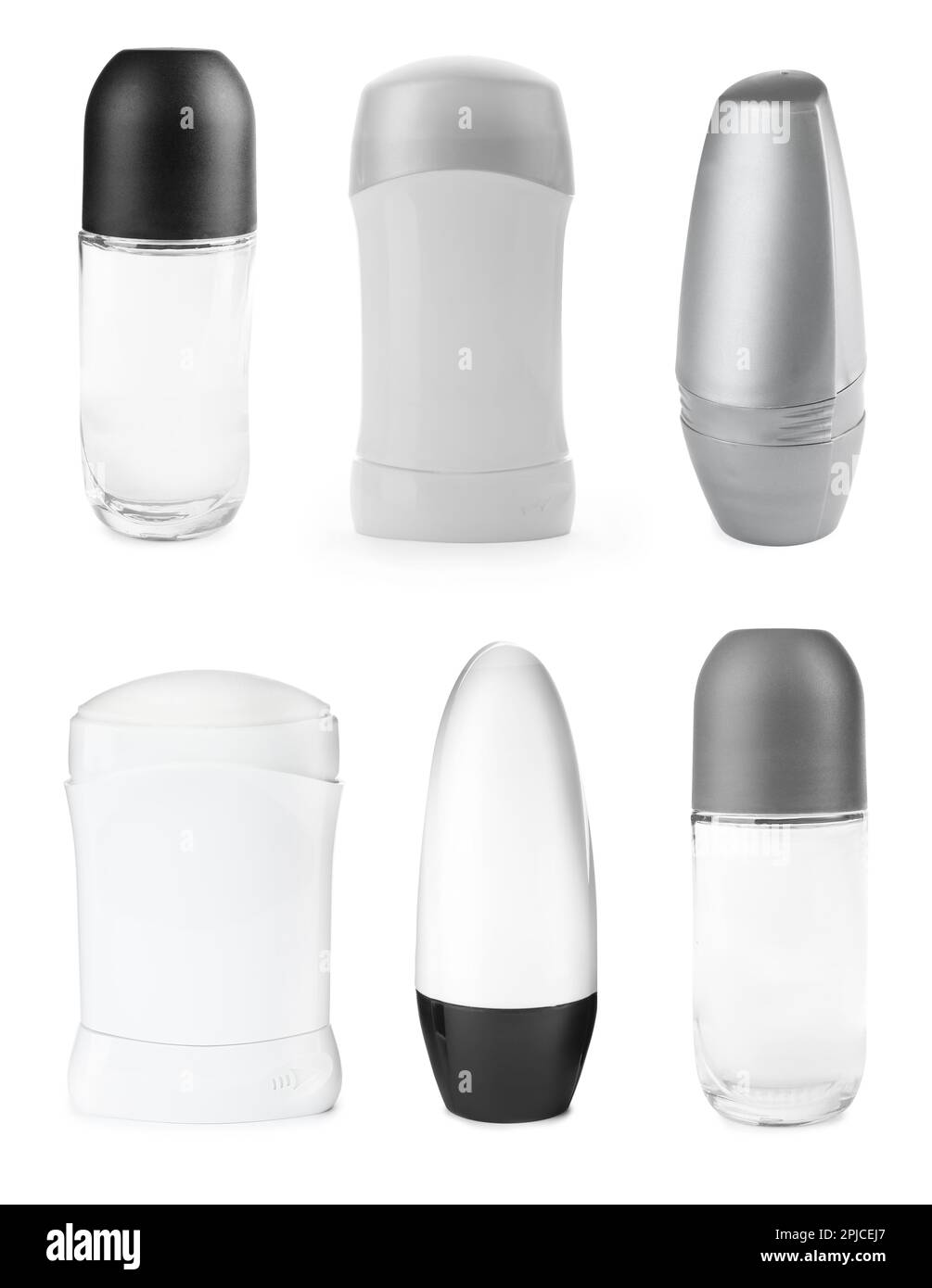 Set of different deodorants on white background Stock Photo - Alamy