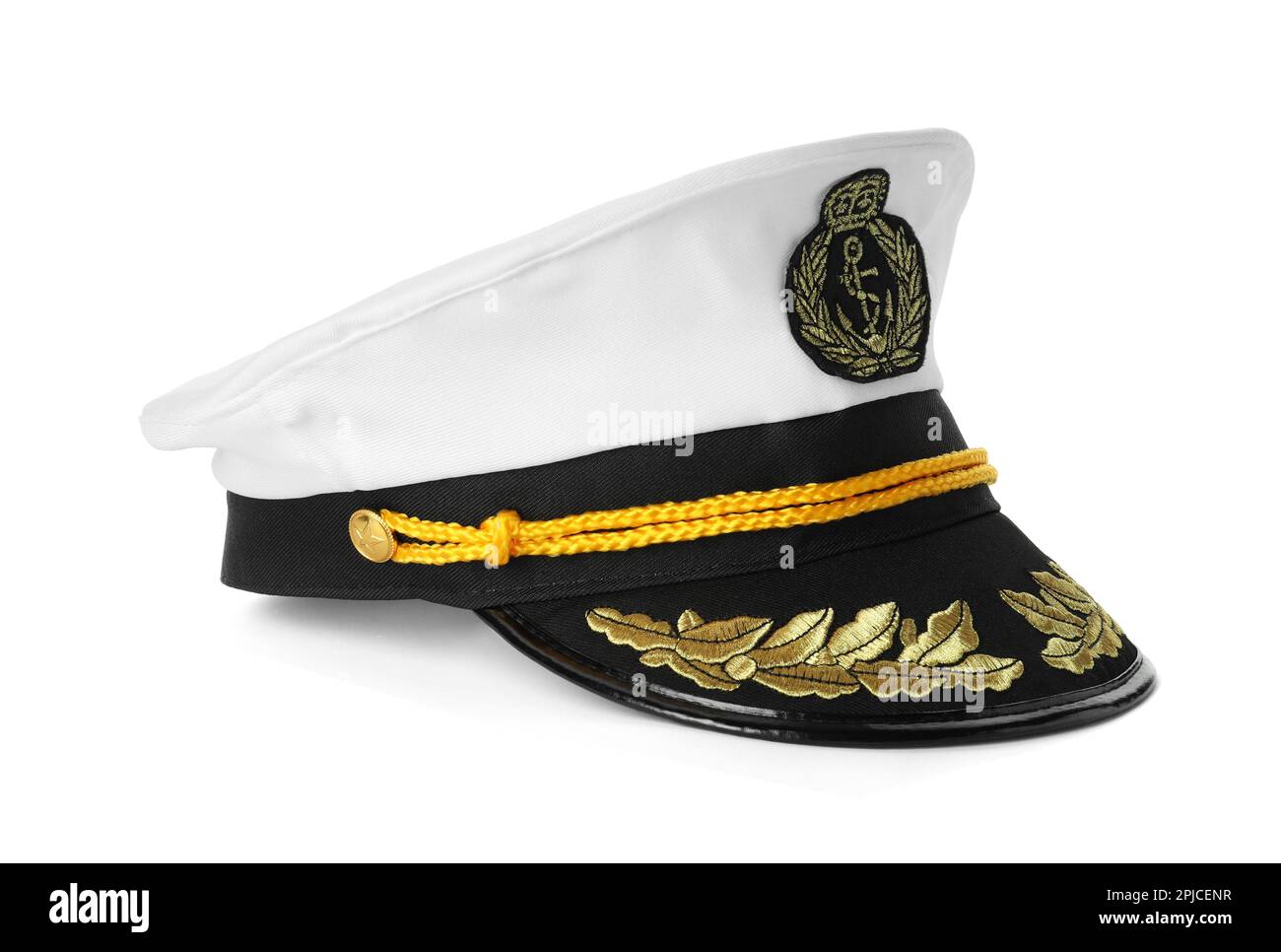 Peaked cap with accessories isolated on white Stock Photo - Alamy