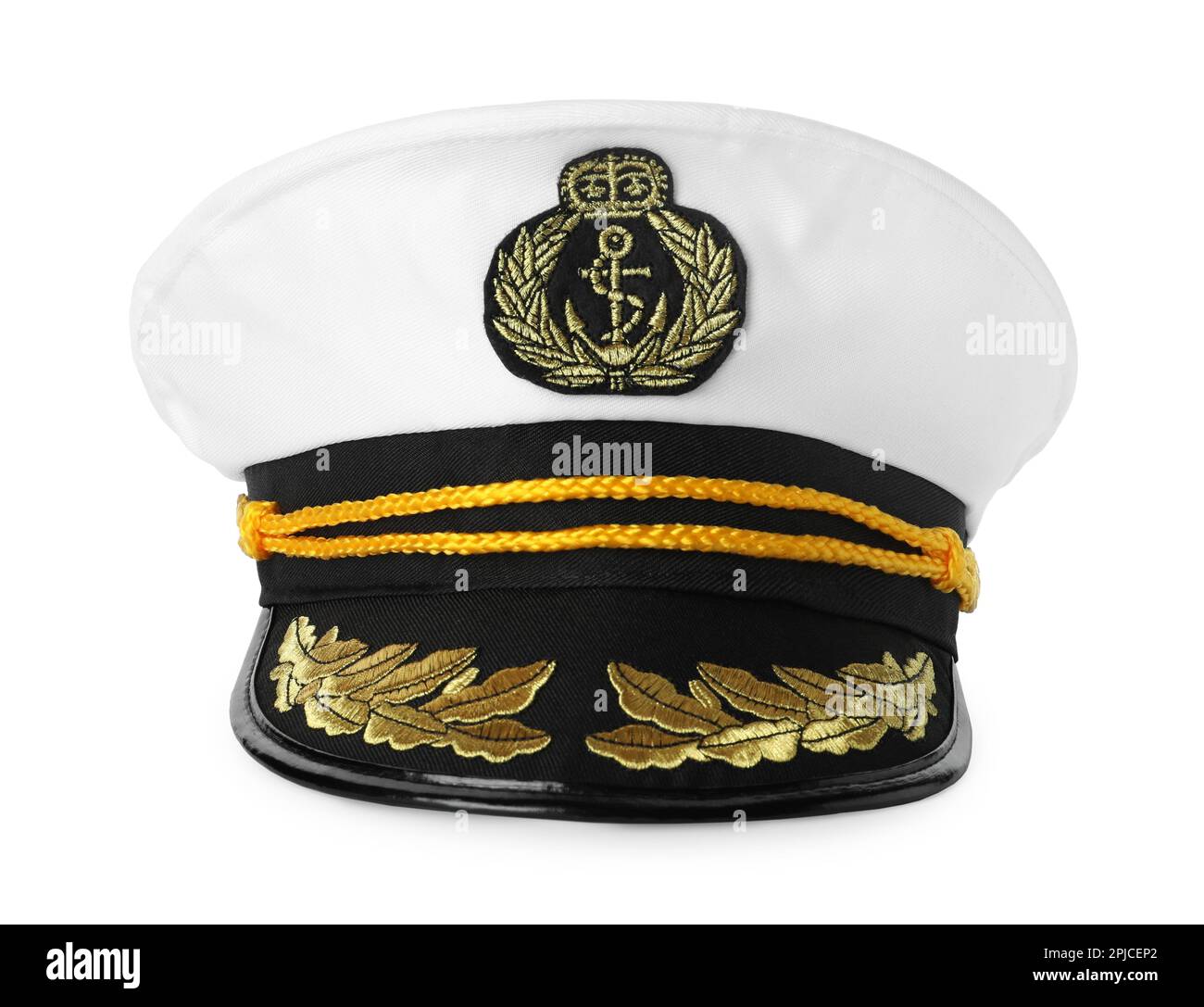 Peaked cap with accessories isolated on white Stock Photo - Alamy