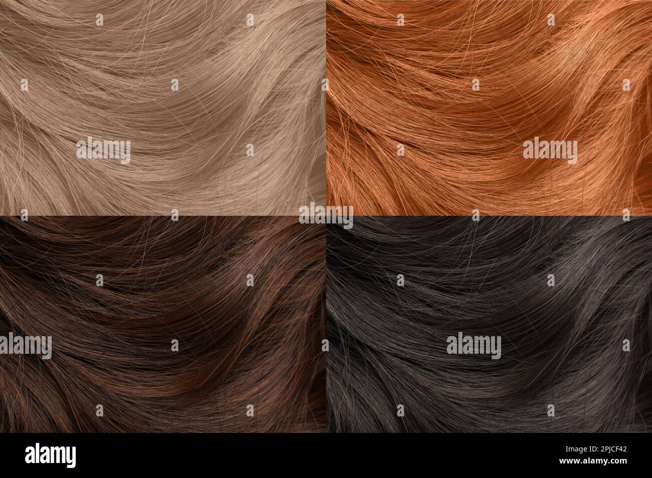 Color hair samples palette, closeup view. Collage Stock Photo - Alamy