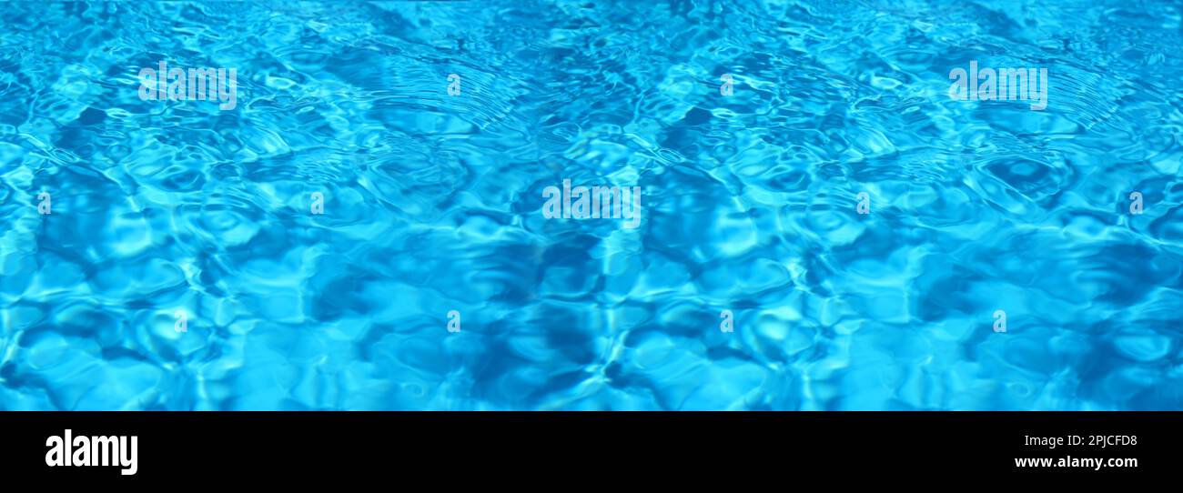 Texture of blue water in swimming pool as background. Banner design ...