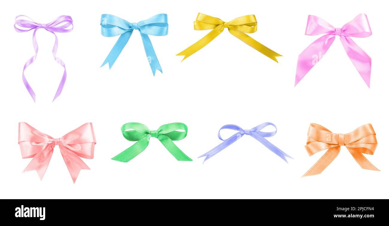 Set with different beautiful bows on white background Stock Photo - Alamy
