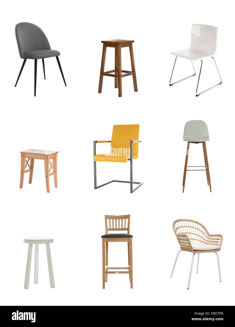 Set with different stylish chairs on white background Stock Photo - Alamy