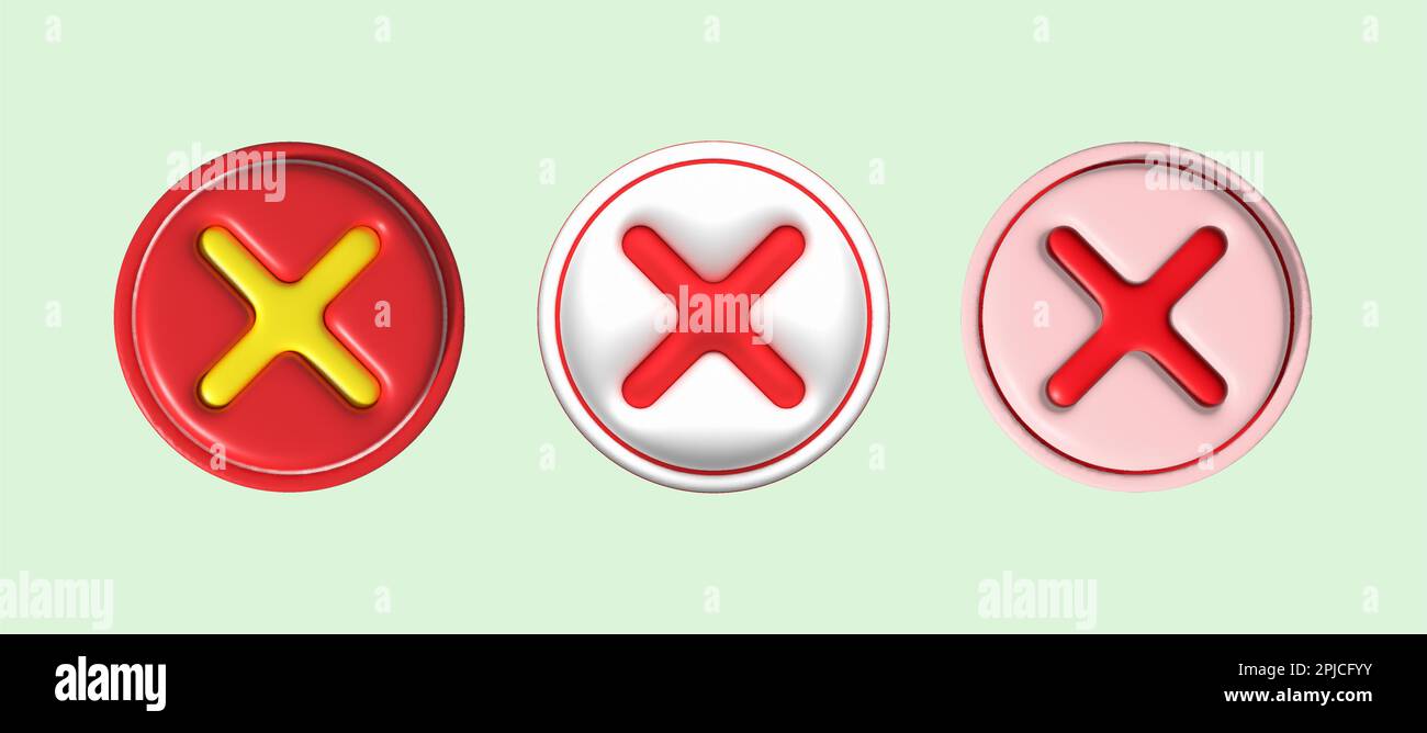 cross check mark icon button and no or wrong symbol on reject cancel ...