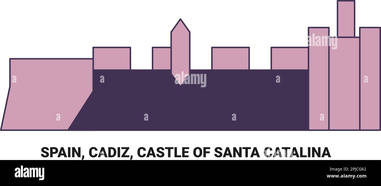 Spain, Cadiz, Castle Of Santa Catalina, travel landmark vector ...
