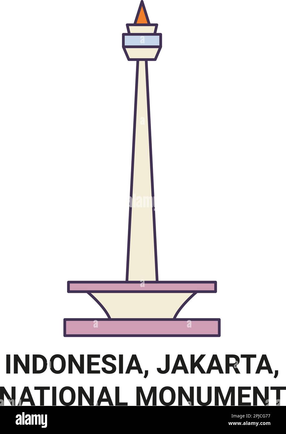 Indonesia, Jakarta, National Monument travel landmark vector ...